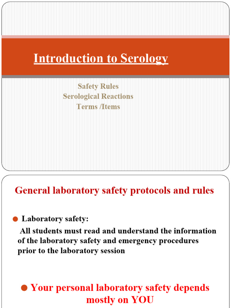 Introduction to Serology Safety Rules | PDF | Blood Plasma ...