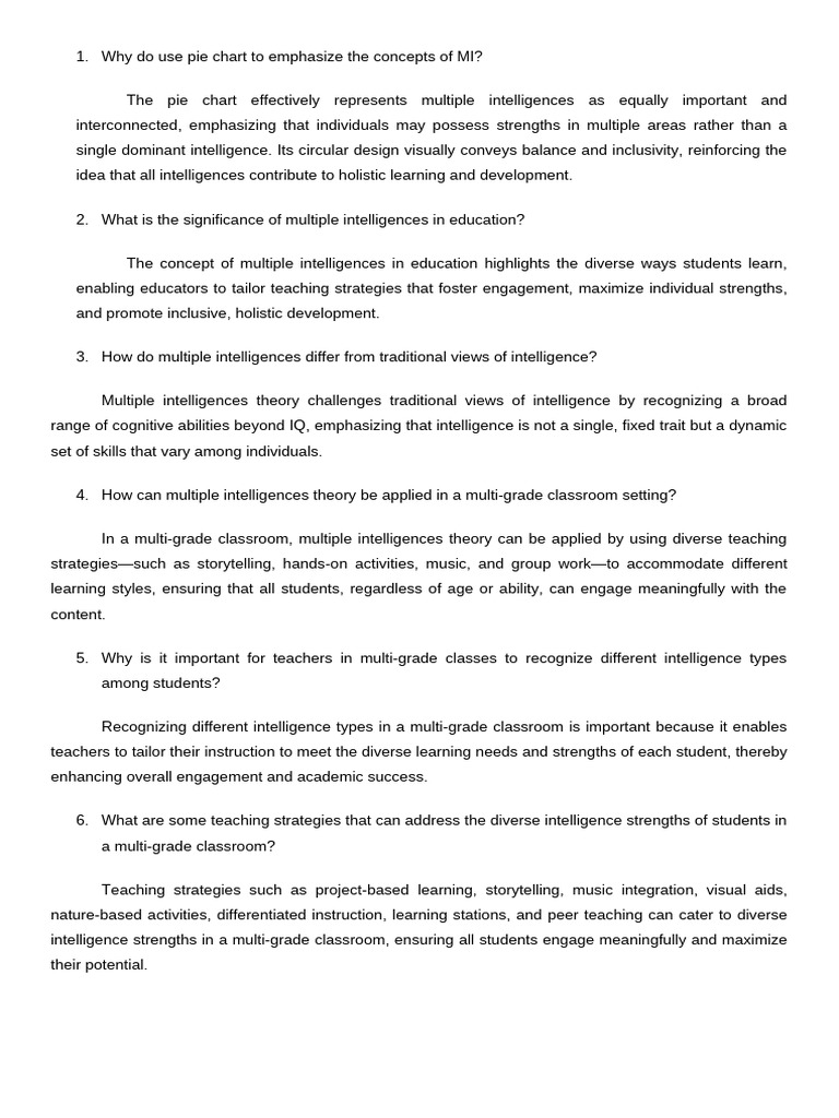 Diagramming Possible Questions and Answers | PDF | Differentiated ...
