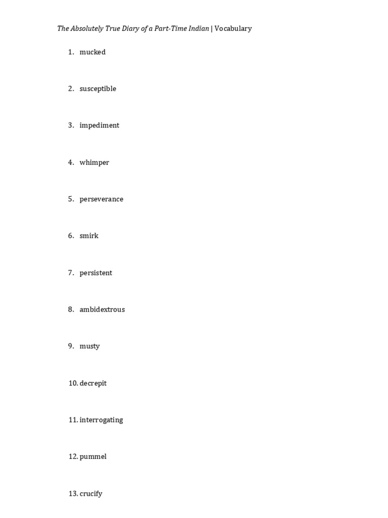 True Diary Vocabulary | PDF