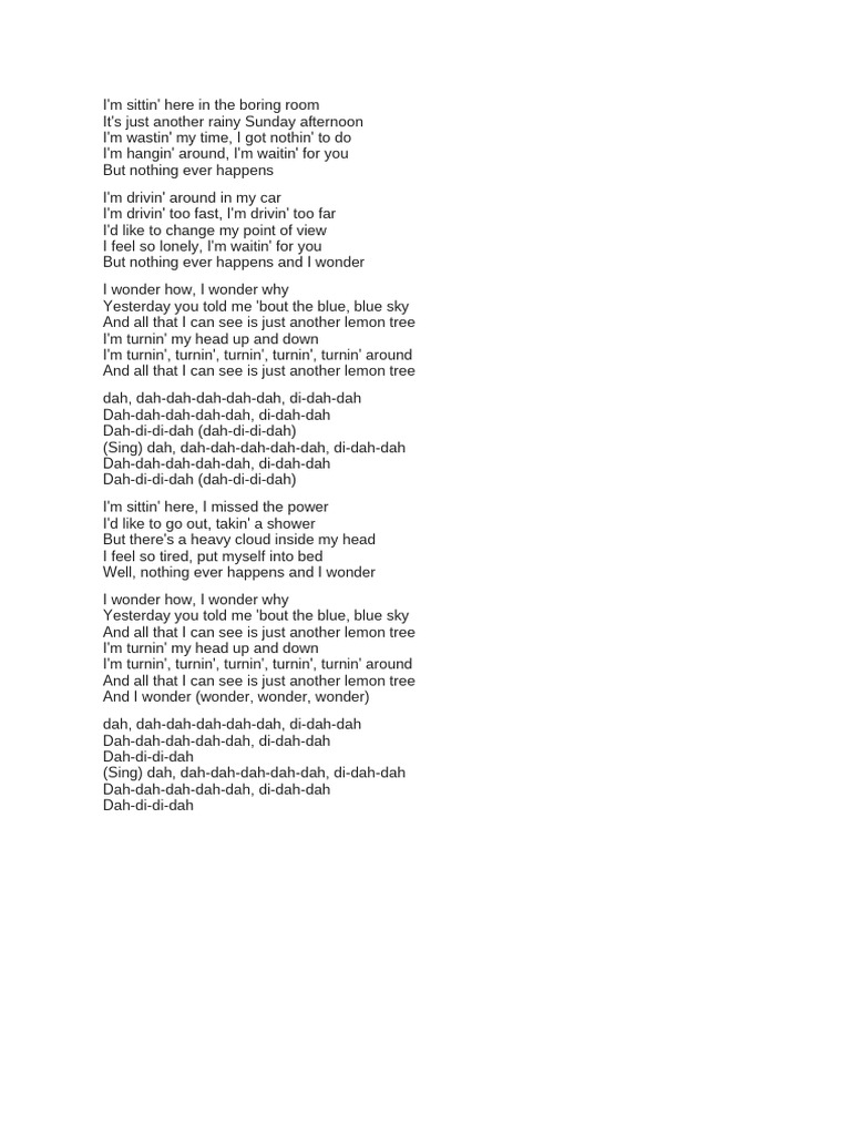 Lemon Tree Lyric | PDF