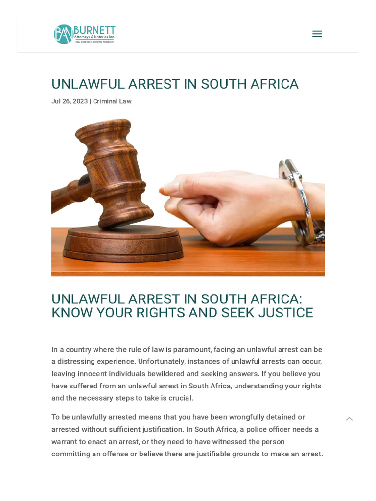 Unlawful Arrest Rights in South Africa | PDF | Arrest | Crimes