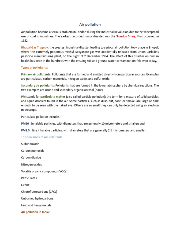 Air Pollution | PDF | Particulates | Air Pollution