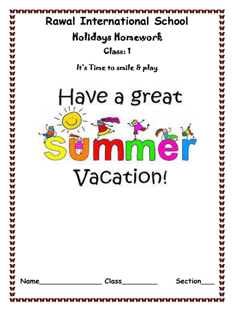Holiday Homework Class 1 | PDF | Homework