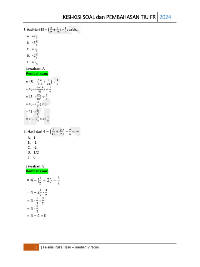 TIU Soal Dan Pembahasan FR 2024 | PDF
