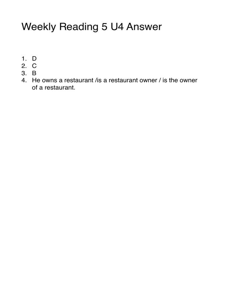 Ch2 Weekly Reading 5 U4 Ans | PDF