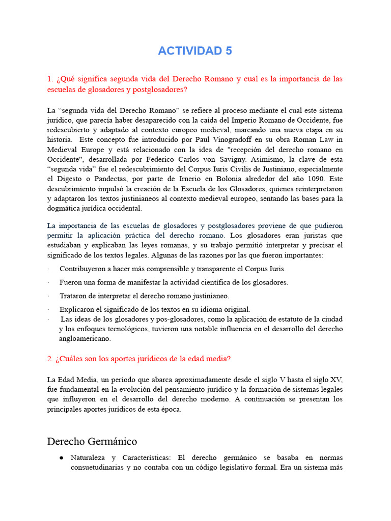 Segunda vida del Derecho Romano y su impacto | PDF | Ley romana ...