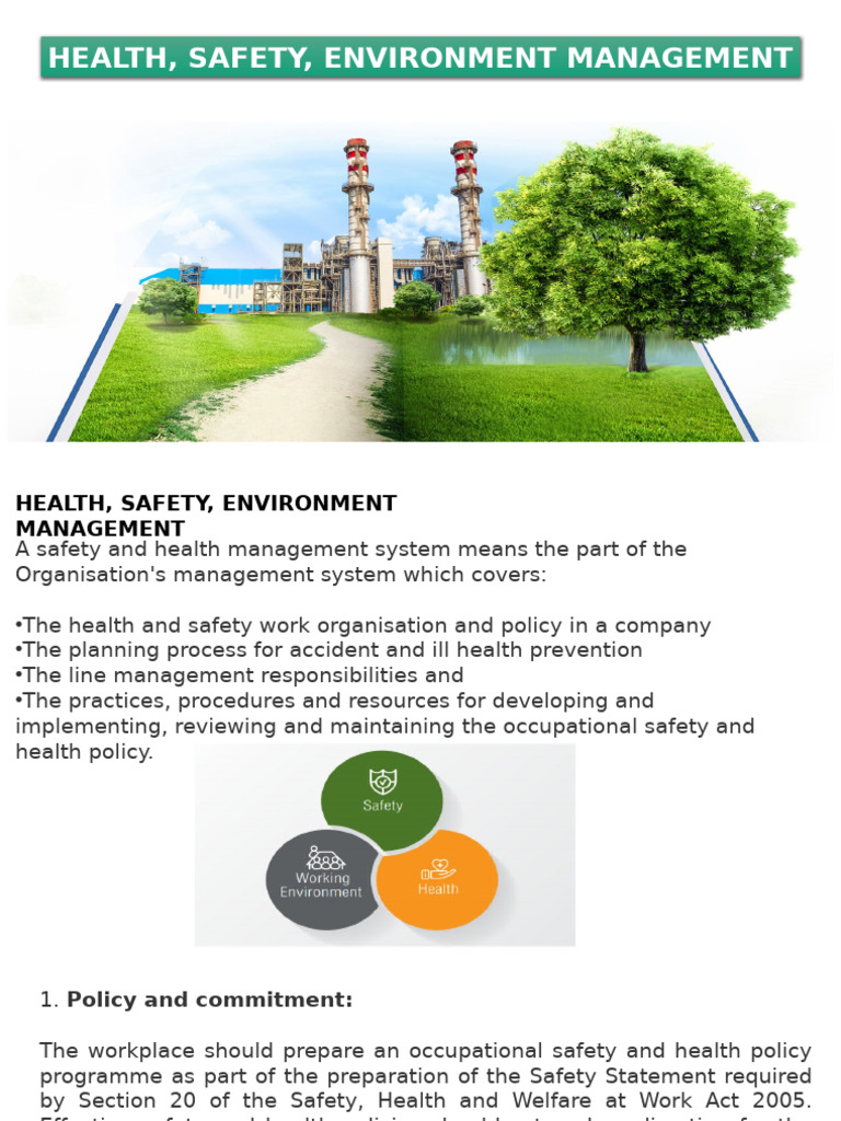 Health safety environment management | PDF | Occupational Safety And ...