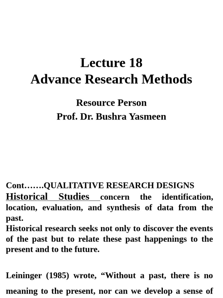 GRRM601 Lecture 18 Advance Research Methods 156717 | PDF | Qualitative Research | Science