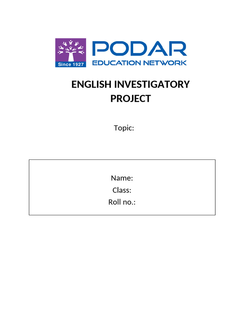 ENGLISH INVESTIGATORY PROJECT - GRADE XI and XII - TEMPLATES | PDF