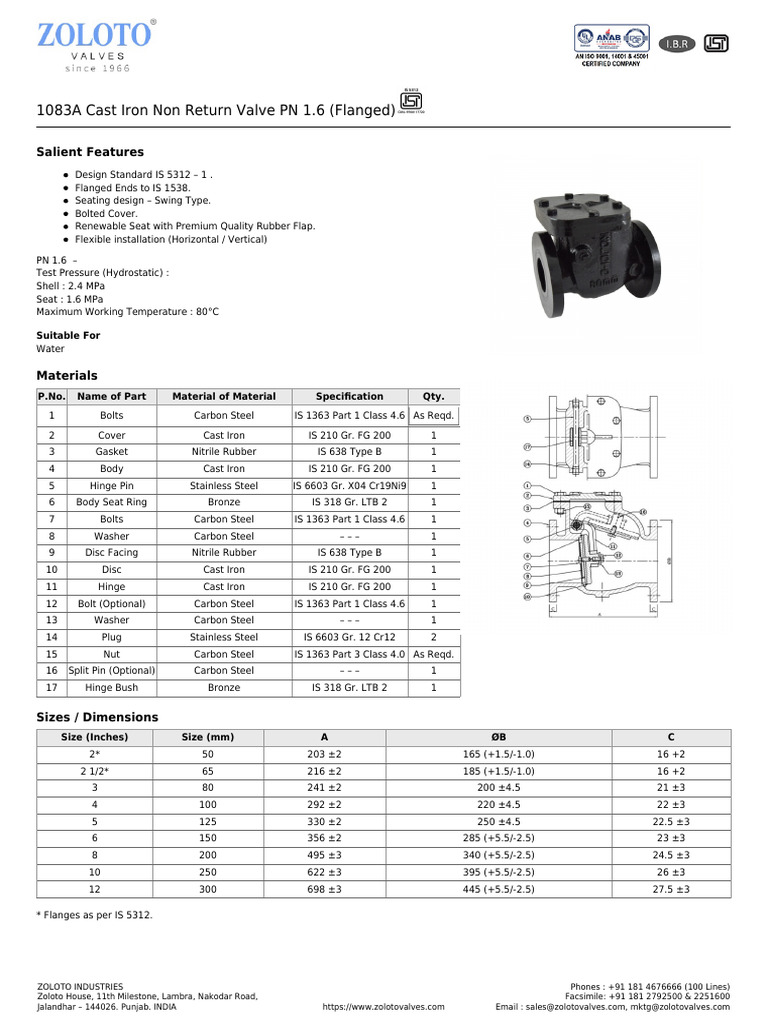 Industrial Valve Specifications | PDF | Mechanical Engineering