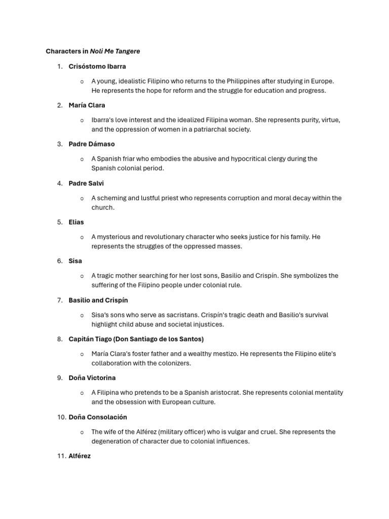 Characters in Noli and El Fili | PDF