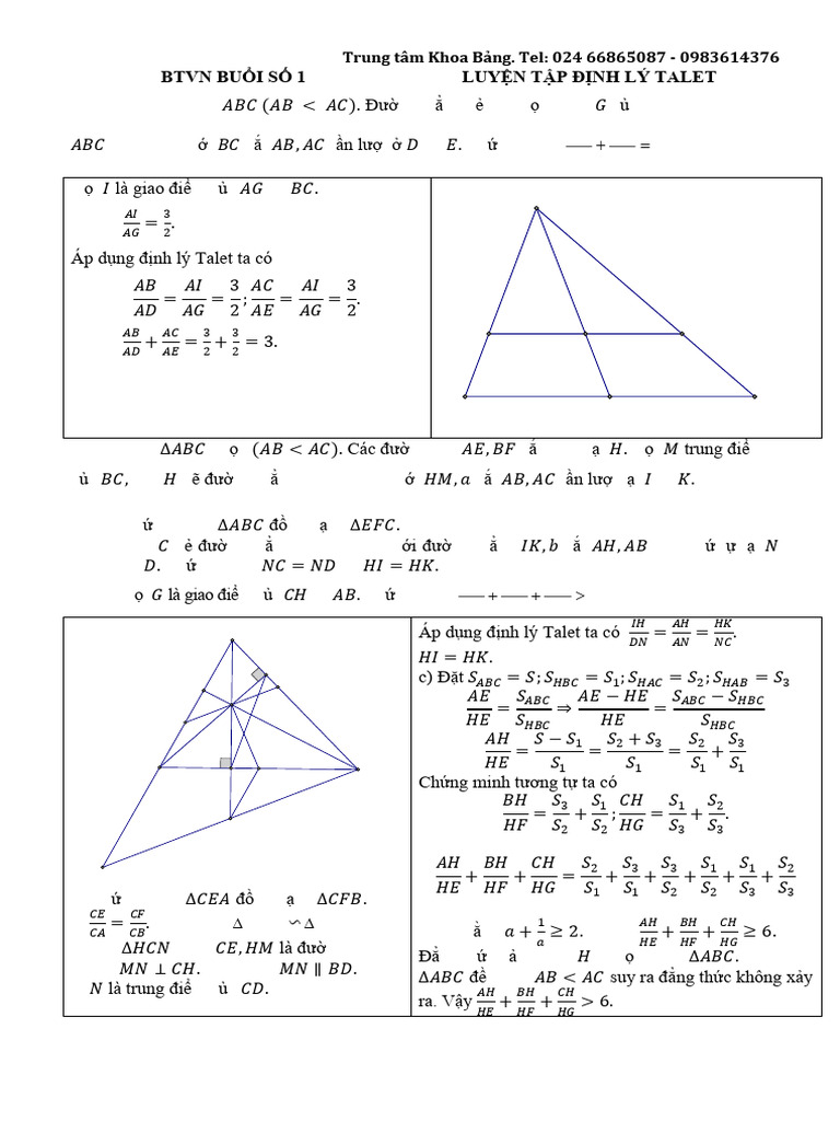 HH - 01 - Luyện tập định lý Talet - BTVN | PDF