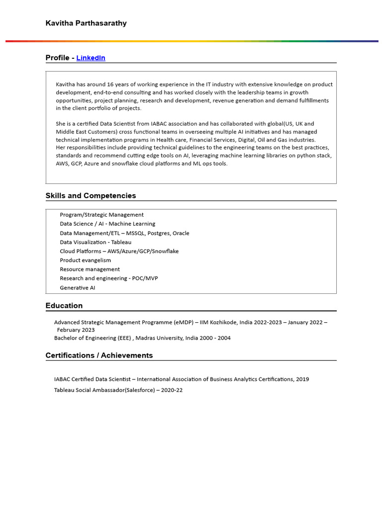 Kavitha Parthasarathy_Wipro | PDF | Machine Learning | Web Service