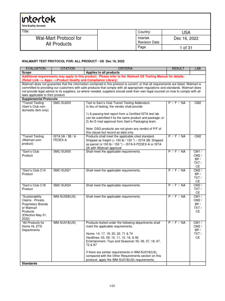 Walmart Product Certification Protocol | PDF | Biodegradation ...