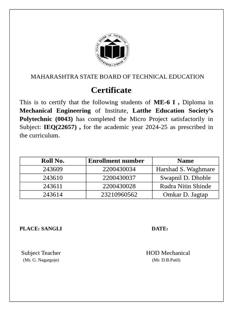 IEQ Cirtificate Page | PDF