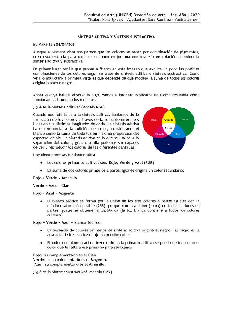Color Síntesis Aditiva y Síntesis Sustractiva | PDF | Color | Rojo