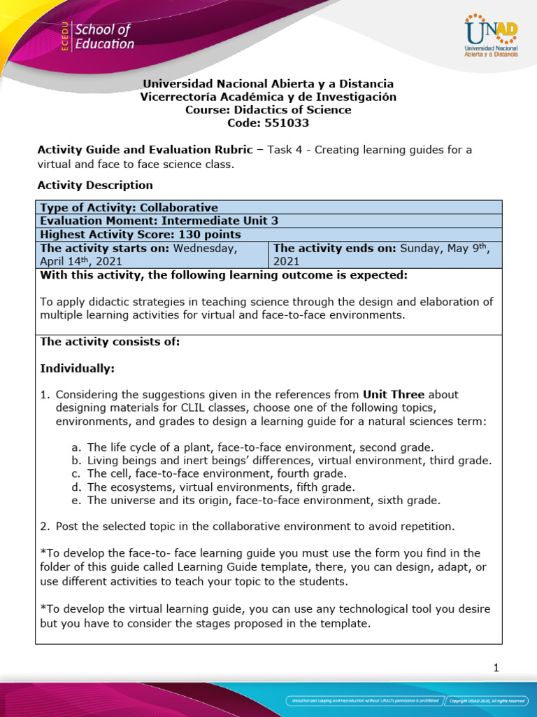 Activity Guide and Evaluation Rubric - Task 4 - Creating Learning ...