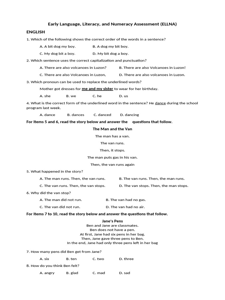 Ellna Sample Test | PDF