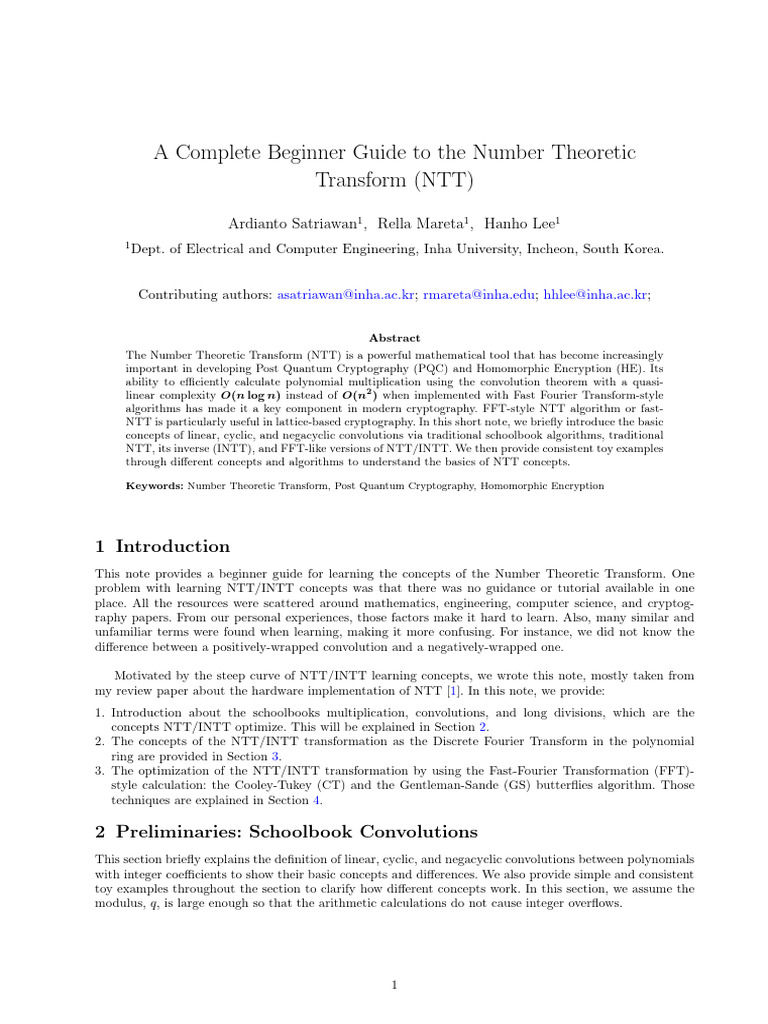A Complete Beginner Guide To The Number Theoretic Transform (NTT ...