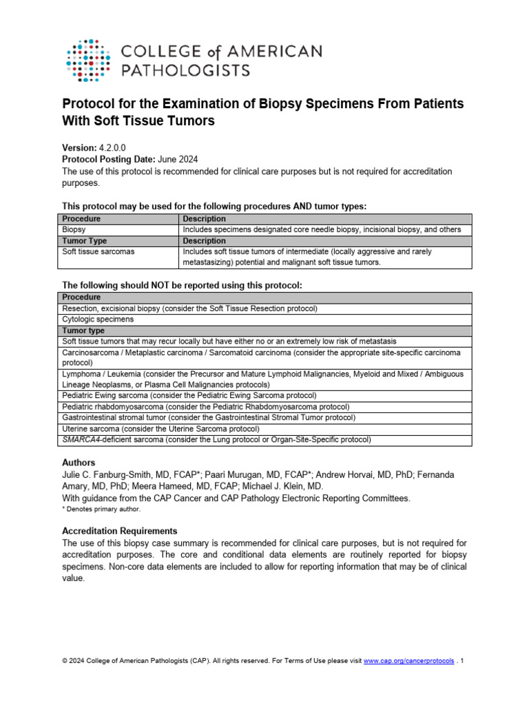 Soft.Tissue CAP | PDF | Biopsy | Sarcoma