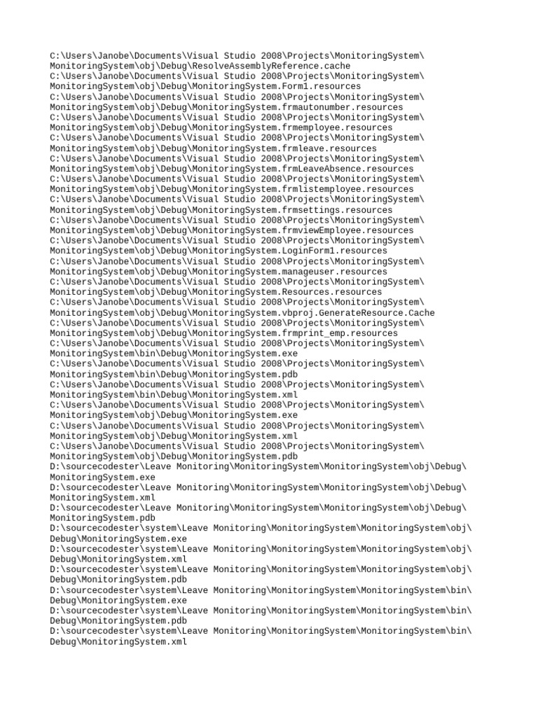 MonitoringSystem Vbproj FileListAbsolute | PDF | Software Engineering | Operating System Technology