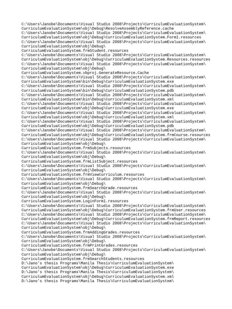 CurriculumEvaluationSystem.vbproj.FileListAbsolute | PDF | Software | Graphical User Interfaces