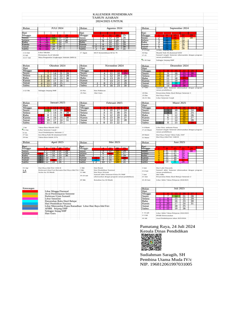 Kalender Pendidikan Lombok Tengah 2025 | PDF