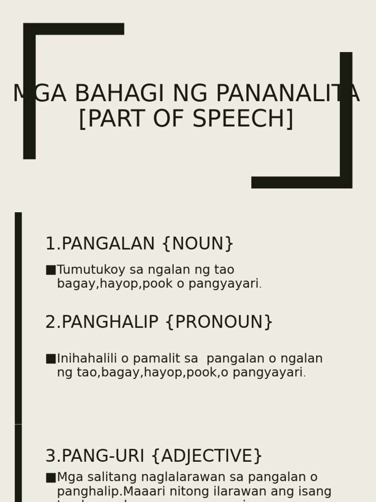 Mga Bahagi NG Pananalita | PDF