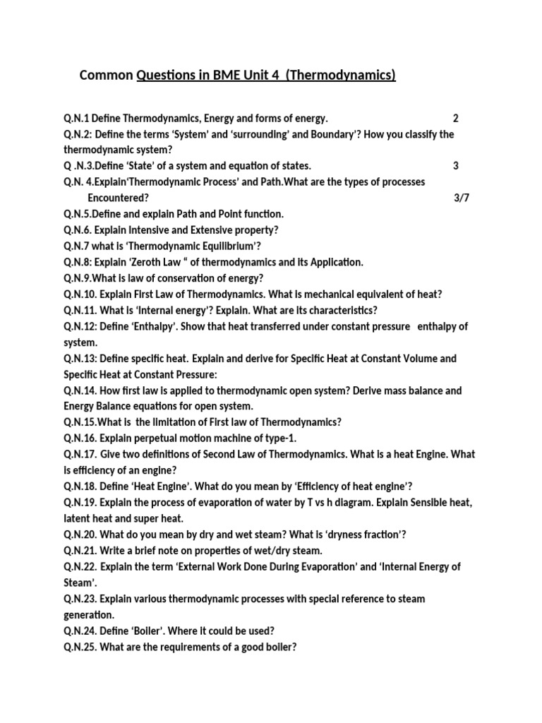 Question Answers in BME Unit 4 | PDF | Heat | Boiler