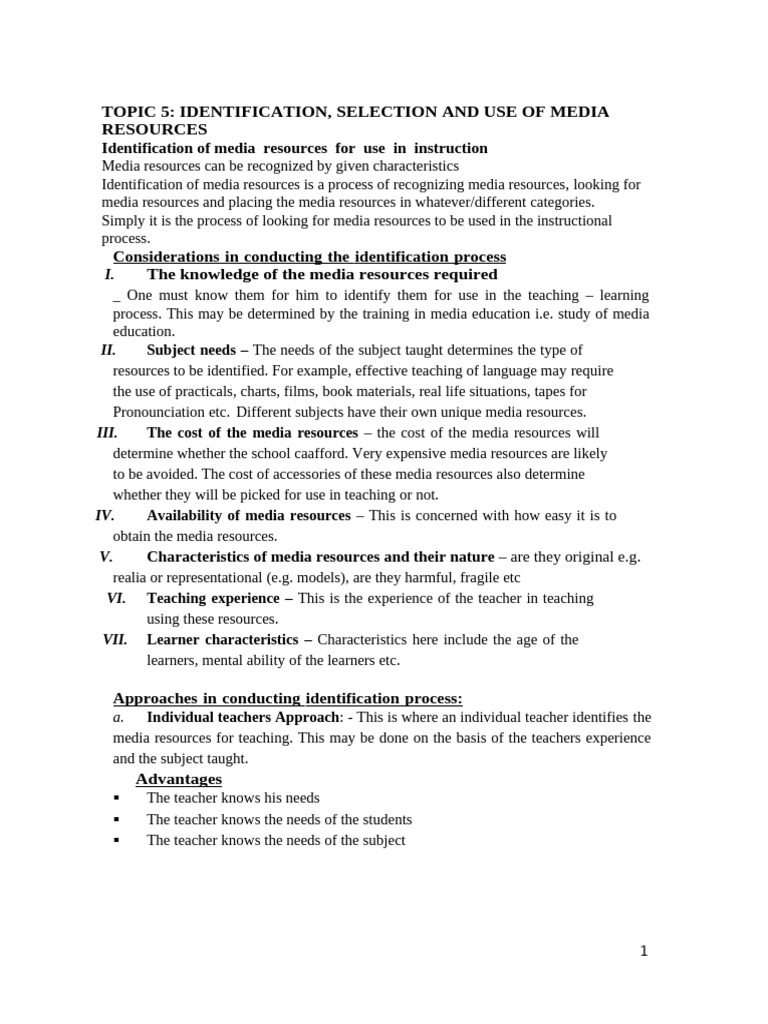 Media Resource Identification for Teaching | PDF | Teachers | Learning