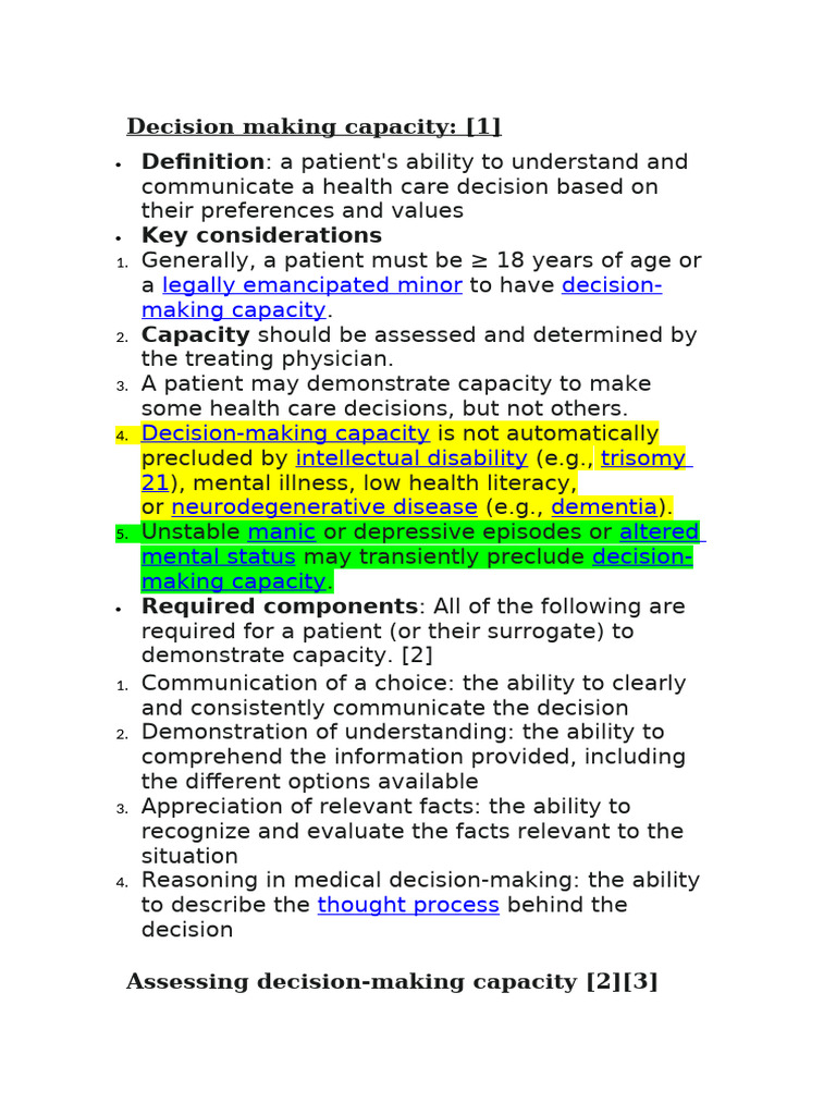 Understanding Decision-Making Capacity | PDF | Decision Making | Health ...