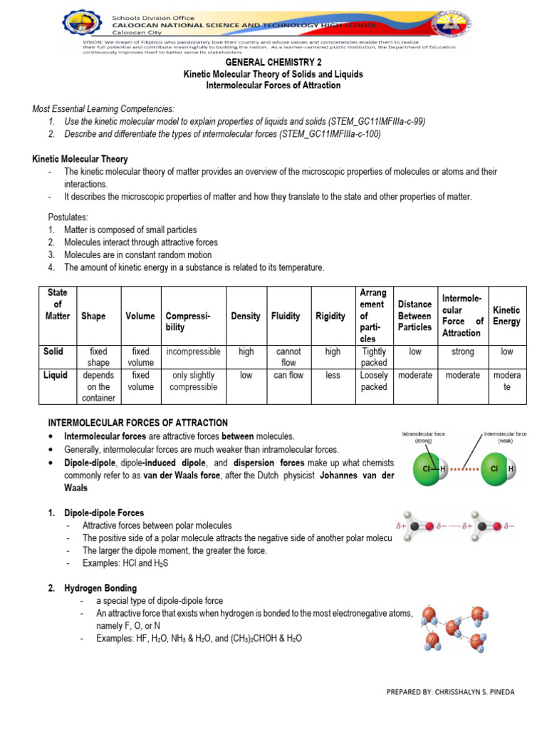 Q3W2 3 Handout GC2 KMT IMFA | PDF | Intermolecular Force | Chemical ...