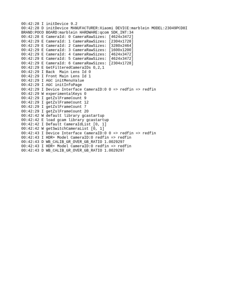Xiaomi POCO Camera Initialization Log | PDF