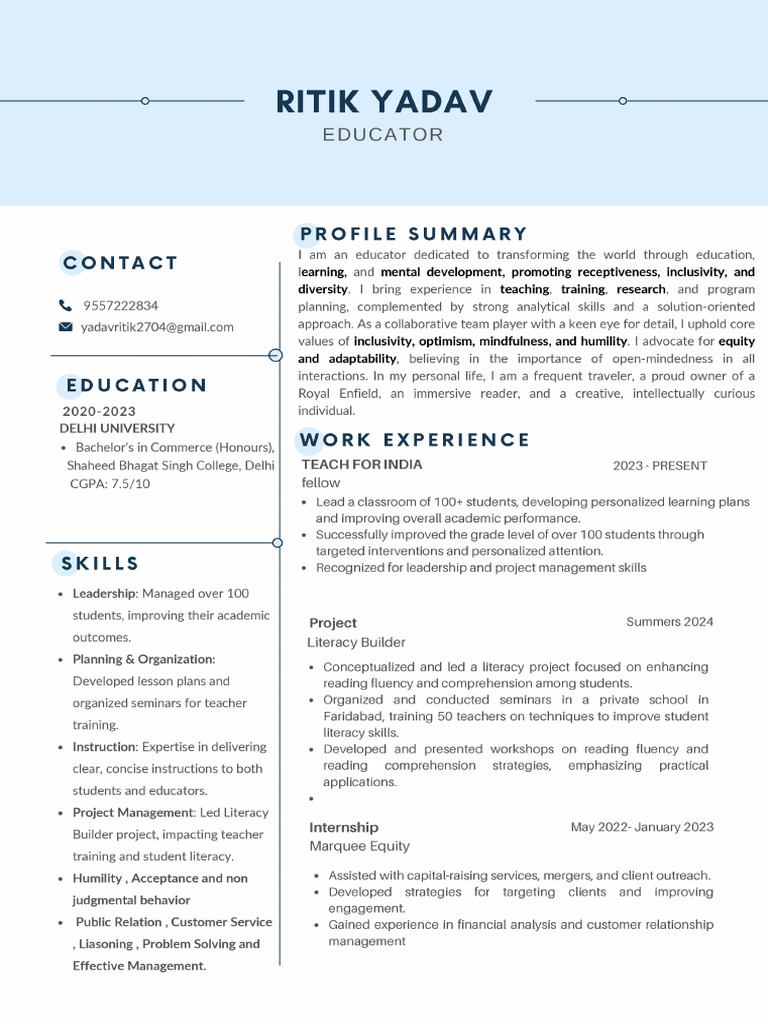 Resume Ritik Yadav | PDF