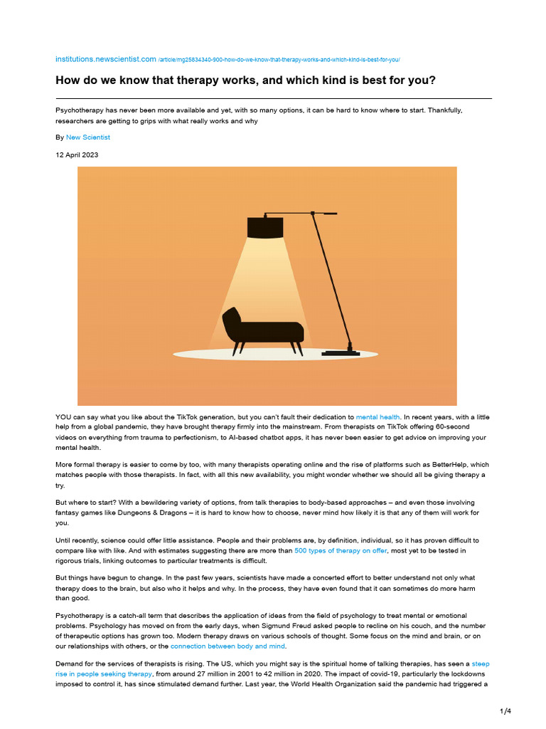 How Do We Know That Therapy Works and Which Kind Is Best For You | PDF ...