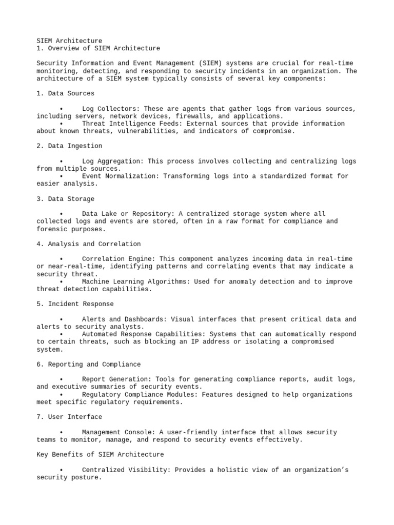 SIEM Architecture | PDF | Security | Computer Security