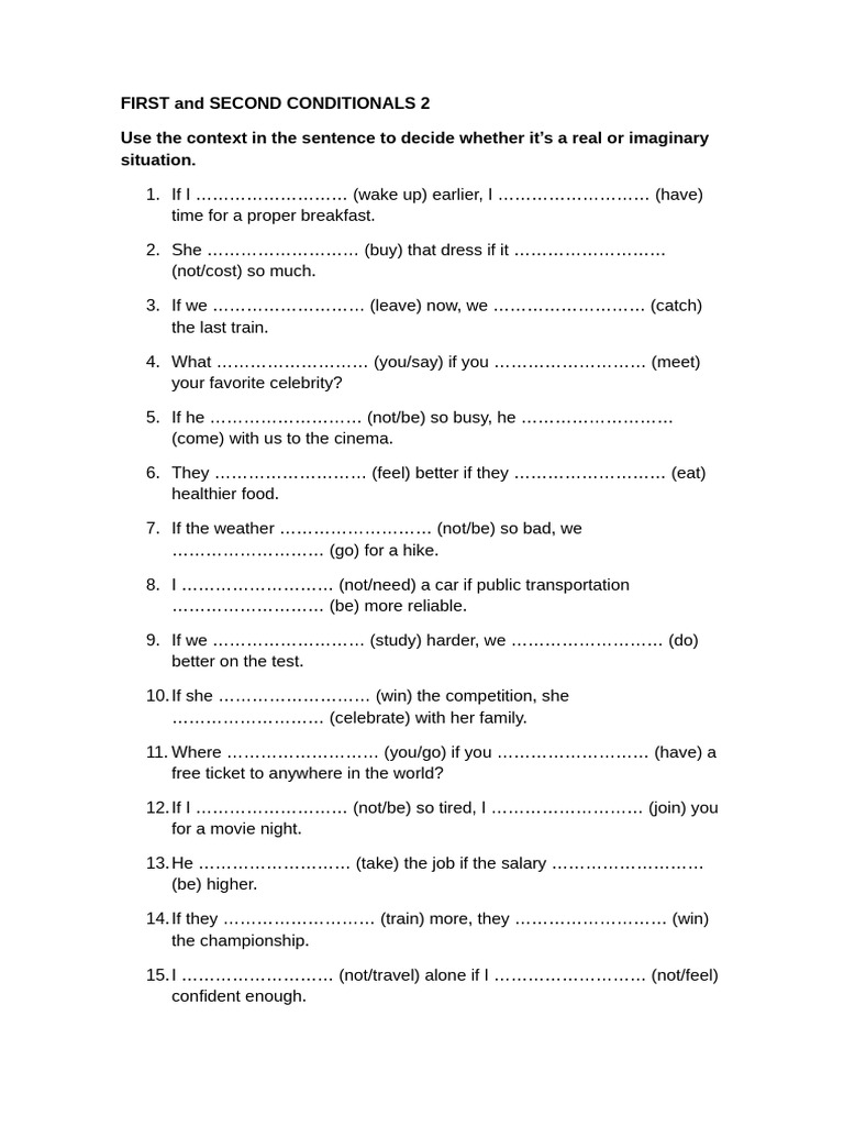 First And Second Conditionals 2 Pdf