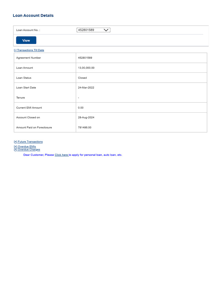 Loan Account Summary and Details | PDF