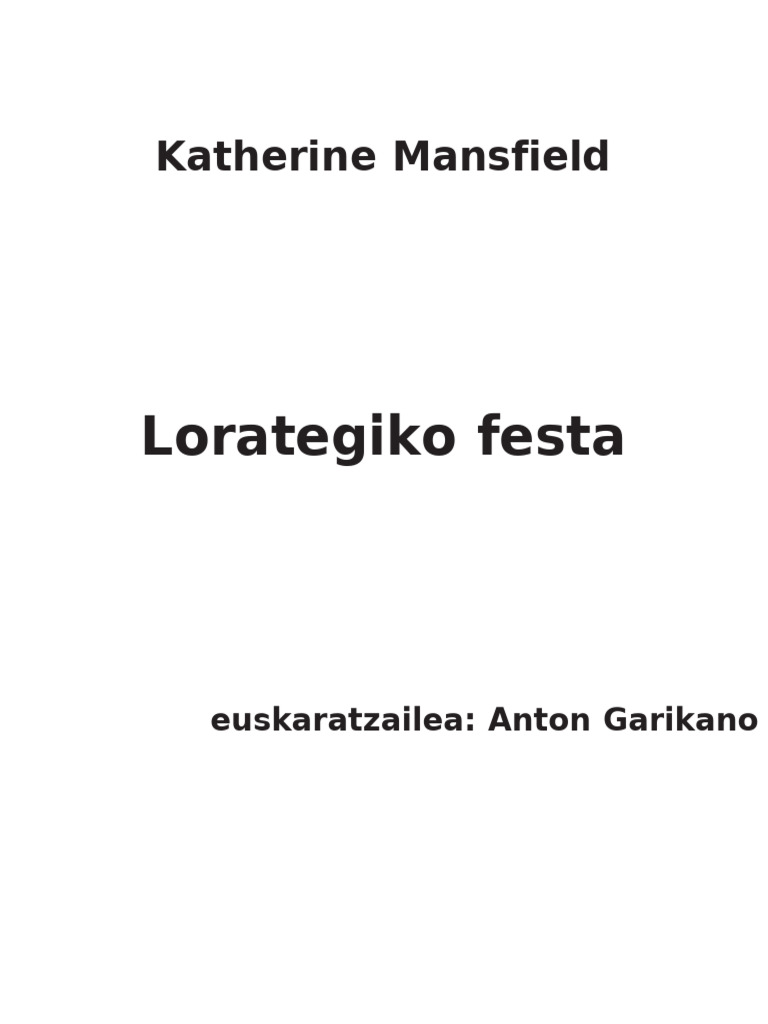 Katherine Mansfield, Lorategiko Festa | PDF
