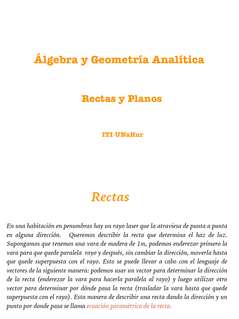 Rectas y Planos | PDF | Línea (geometría) | Dimensión