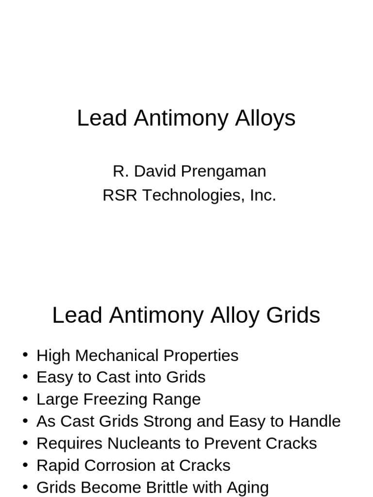 Lead Antimony Alloy Properties and Uses | PDF | Corrosion | Lead