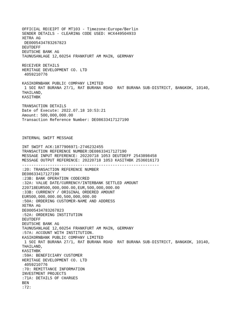 SWIFT MT103 Receipt Summary | PDF | Transport Layer Security | Public ...