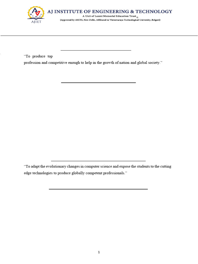 Vision-Mission-PO-PSO-PEO of CSE and Institution | PDF | Engineering | Science