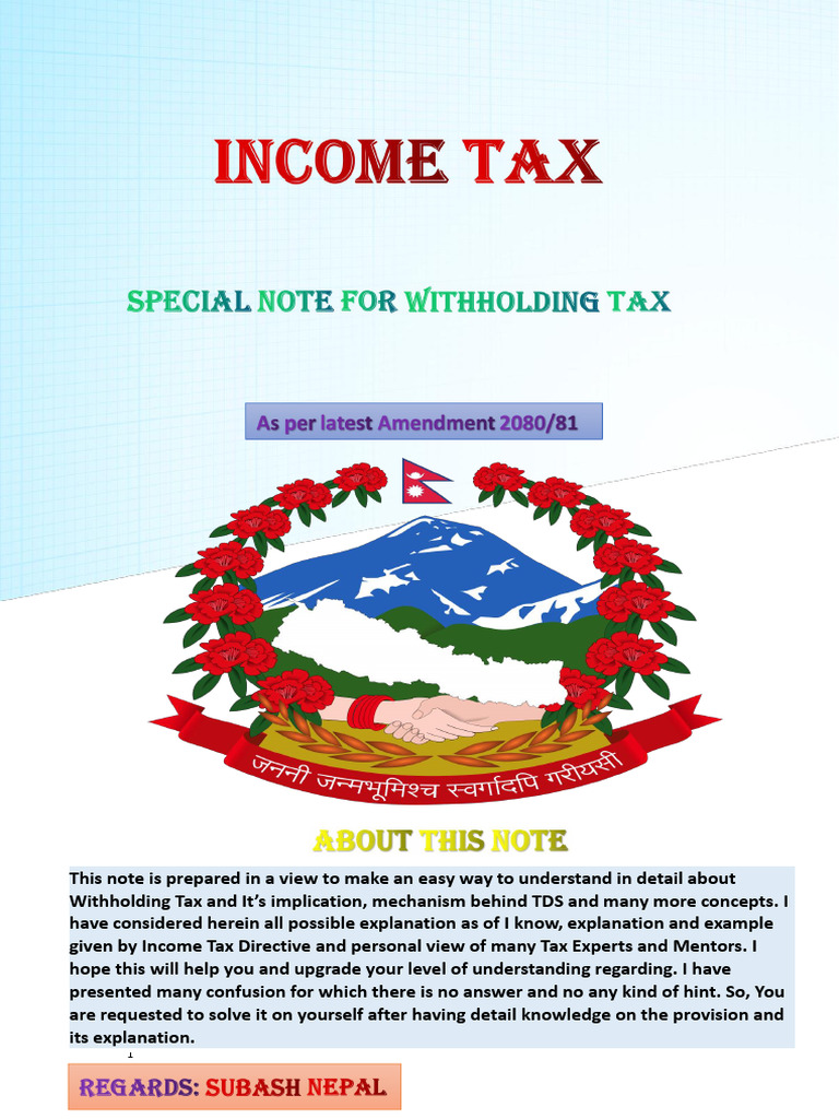 Special Note For Withhoding Tax !! | PDF | Taxes | Government Finances