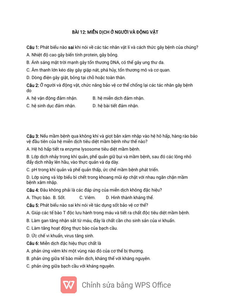 BÀI 12.Sinh11 Ck1 | PDF