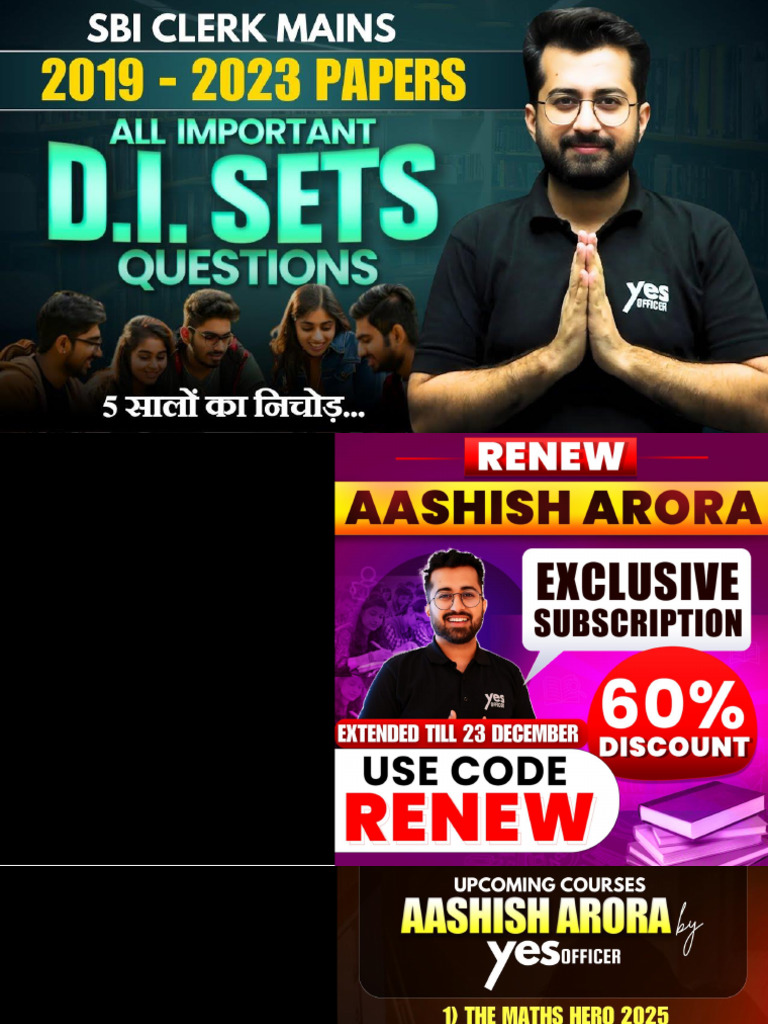 SBI Clerk Mains 2019 To 2023 All DI Sets PDF by Aashish Arora | PDF | Prices | Cost
