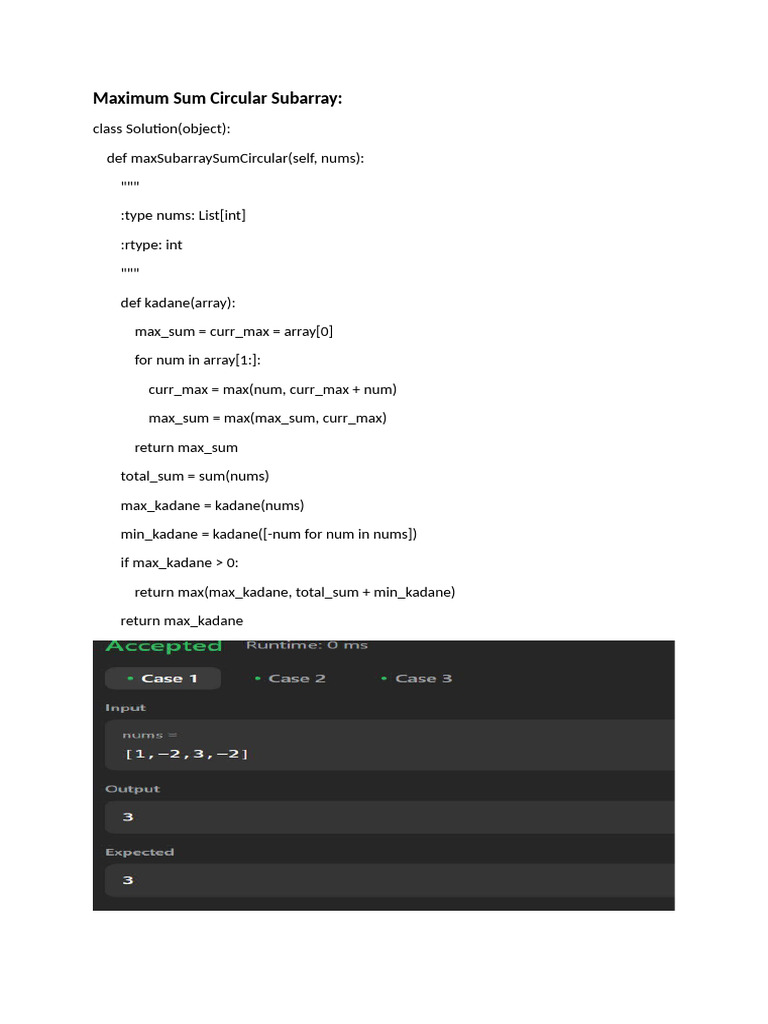 Maximum Sum Circular Subarray | PDF | Computer Programming | Software ... Maximum Sum Circular Subarray | PDF | Computer Programming | Software ...