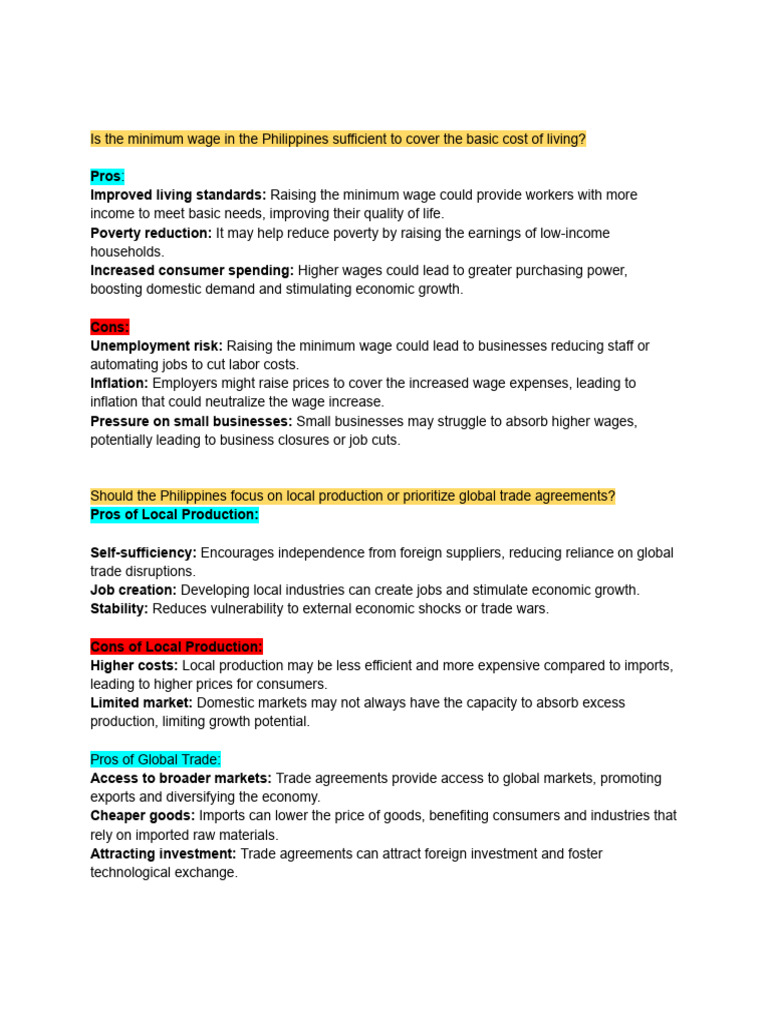Economic Issues in The Philippines | PDF | Cost Of Living | Poverty ...