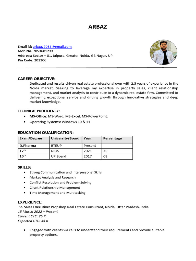 Arbaz Resume | PDF | Sales | Social Psychology