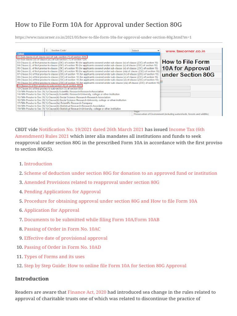 How to File Form 10A for Approval Under Section 80+ | PDF | Identity Document